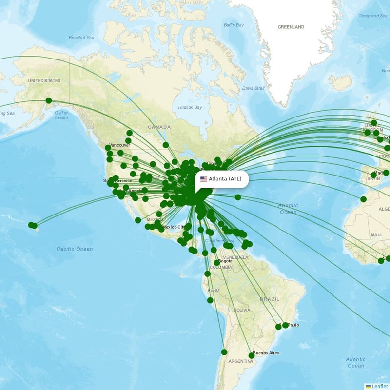Atlanta destinations | 248 routes (2025) | Airport Information