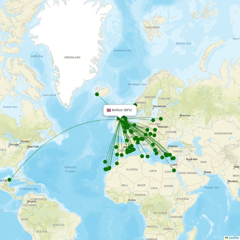 Belfast destinations | 64 routes (2025) | Airport Information