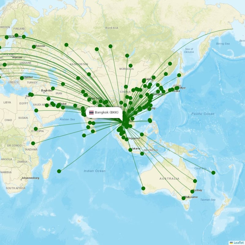 Bangkok destinations | 149 routes (2025) | Airport Information