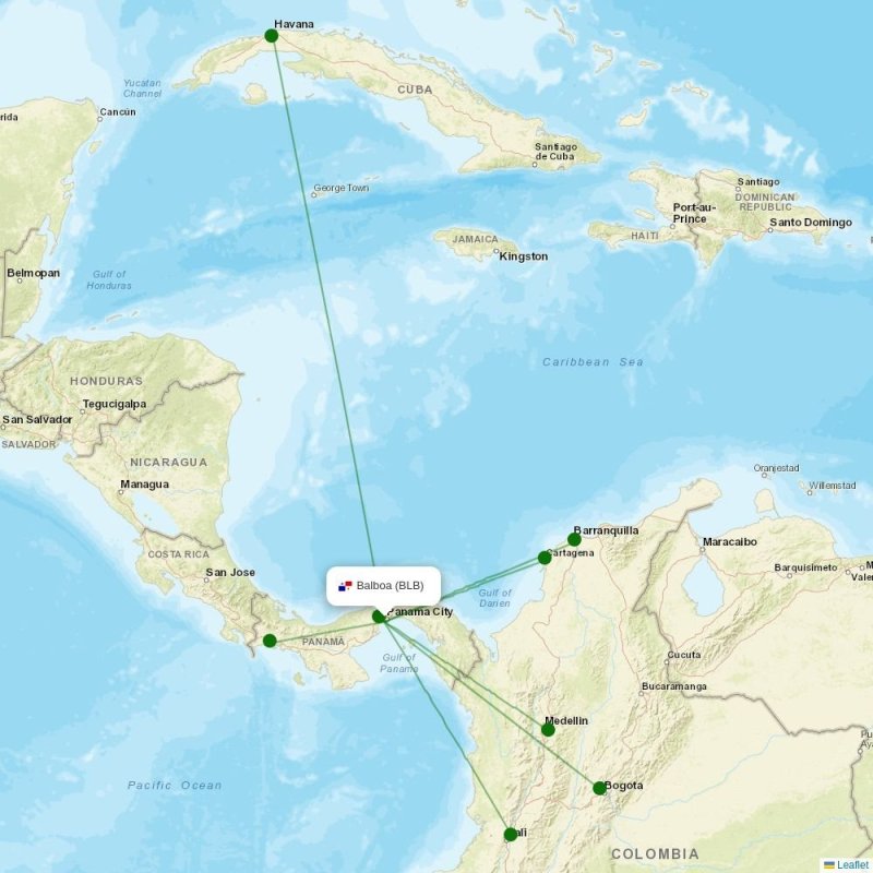 Balboa destinations | 7 routes (2026) | Airport Information