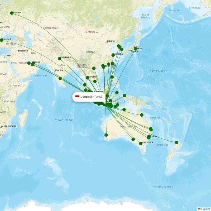 Denpasar destinations | 58 routes (2025) | Airport Information