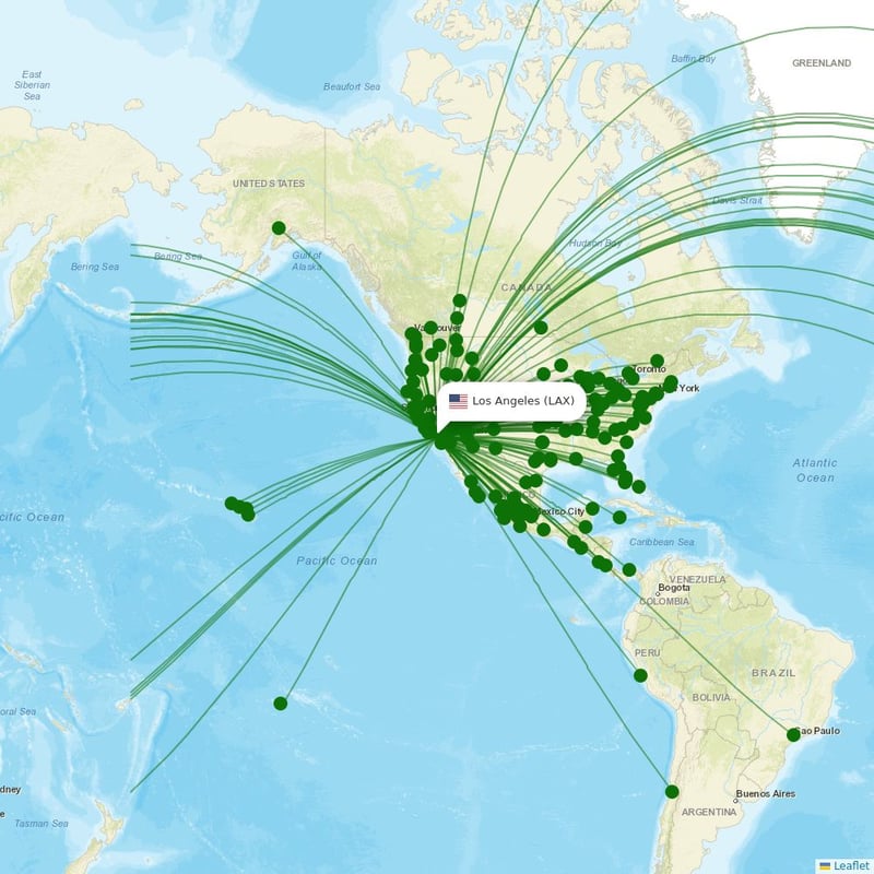 Los Angeles destinations | 181 routes (2025) | Airport Information