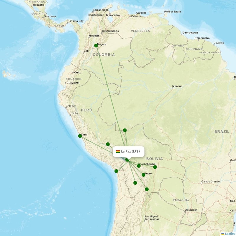 La Paz destinations | 10 routes (2025) | Airport Information