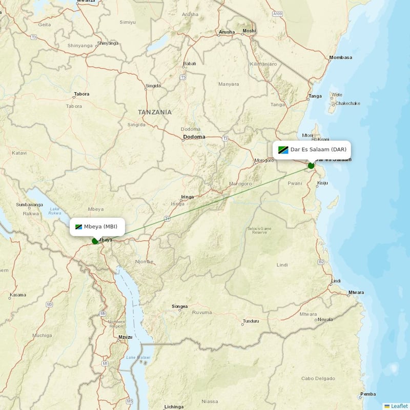 Mbeya Airport (MBI) scheduled arrivals | Airport Information