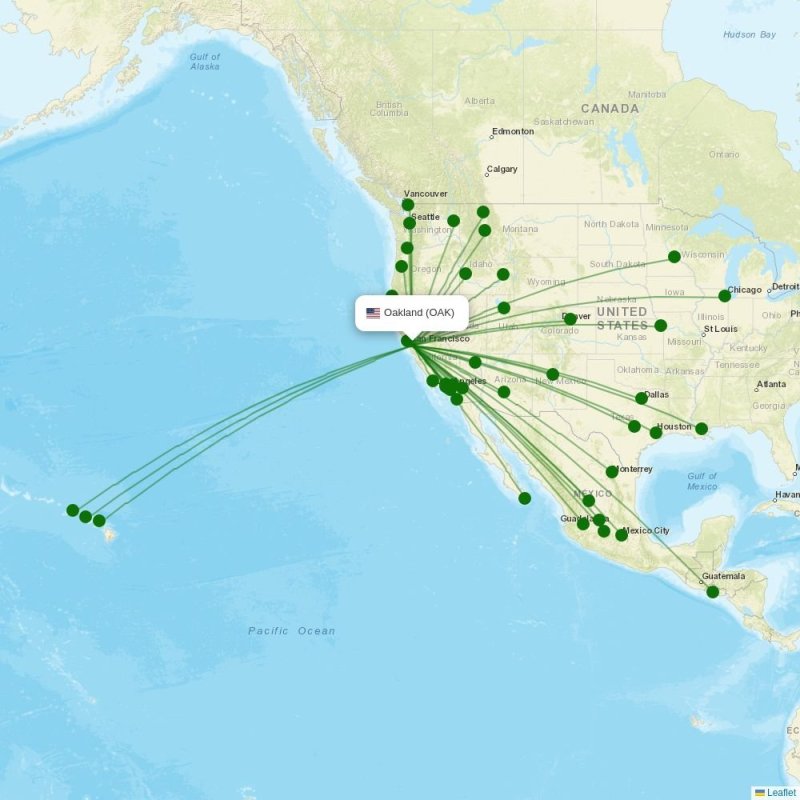 Oakland destinations | 37 routes (2026) | Airport Information