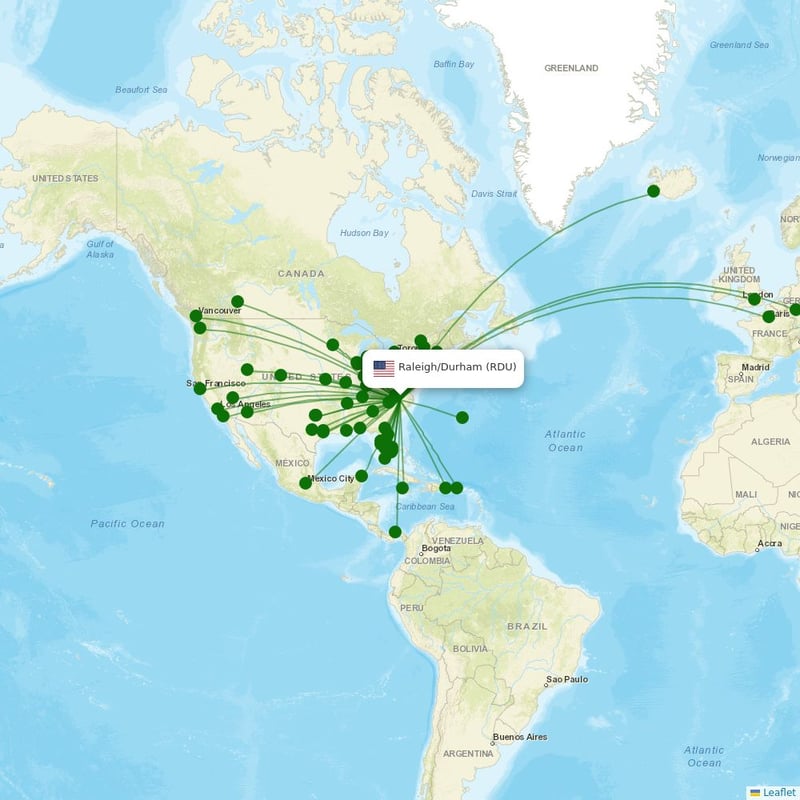 Raleigh/Durham destinations | 83 routes (2025) | Airport Information