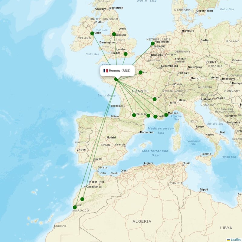 Rennes destinations | 15 routes (2025) | Airport Information