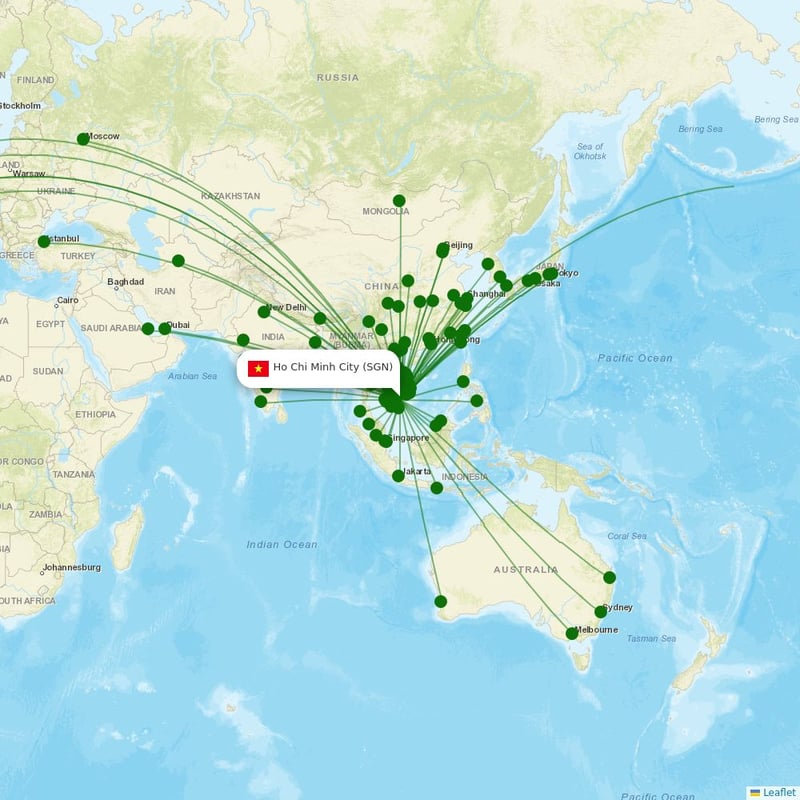 Ho Chi Minh City destinations | 89 routes (2025) | Airport Information