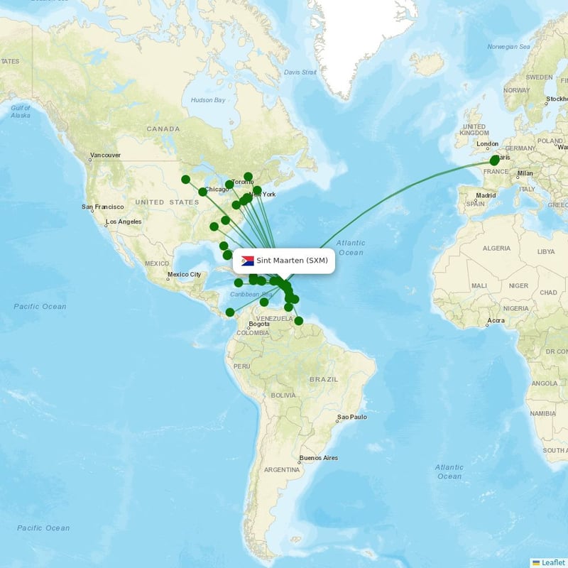 Sint Maarten destinations | 40 routes (2025) | Airport Information