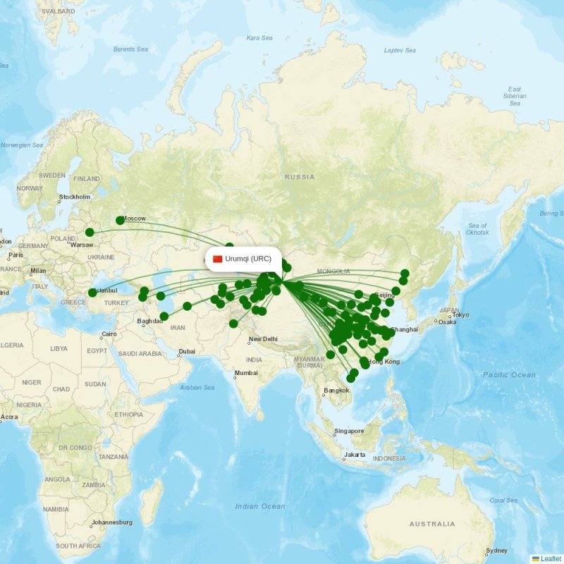 Urumqi destinations | 98 routes (2026) | Airport Information