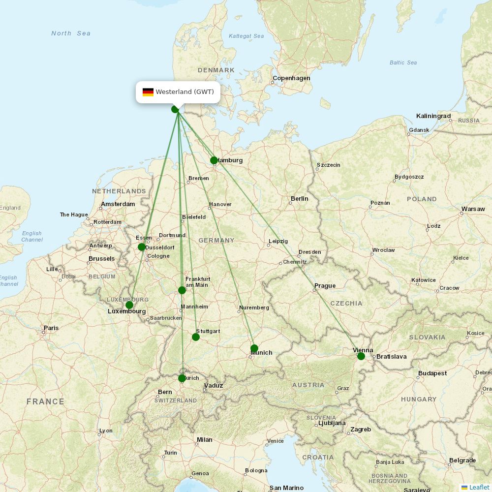 Westerland destinations | 6 routes (2024) | Airport Information
