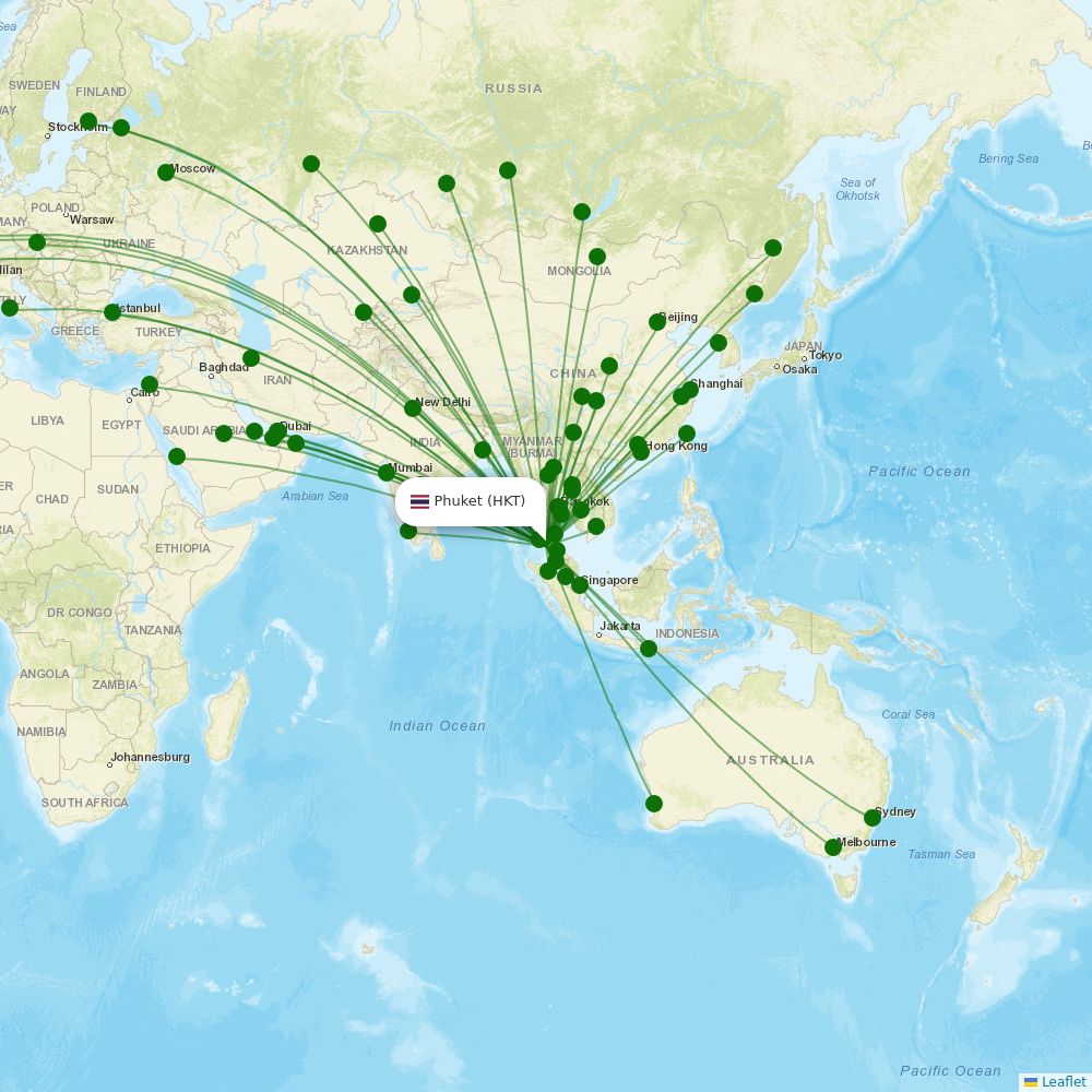 Phuket Destinations 66 Routes 2025 Airport Information