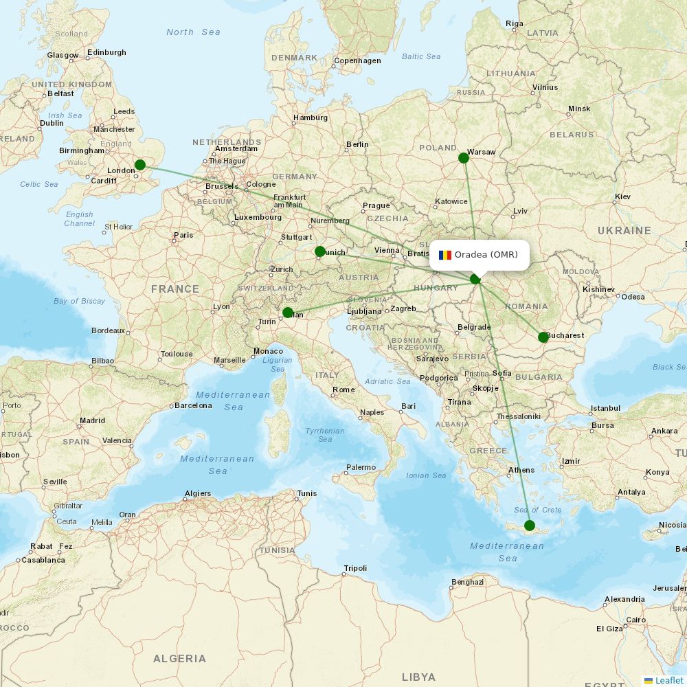 Oradea destinations | 2 routes (2024) | Airport Information