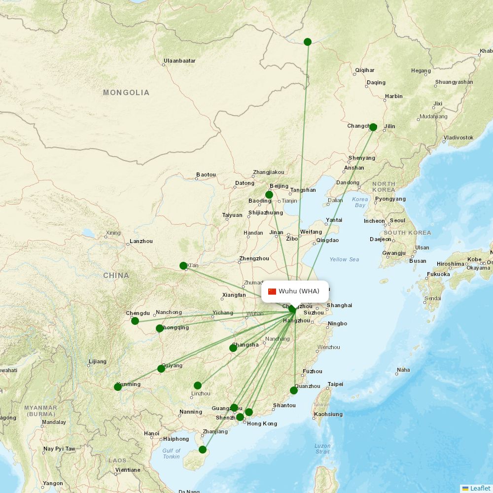 Wuhu destinations | 20 routes (2024) | Airport Information